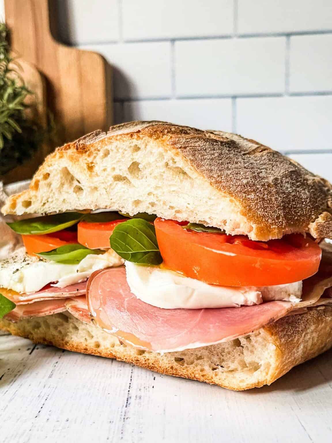 Easy Italian Prosciutto Sandwich with Mozzarella - Meghan It Up