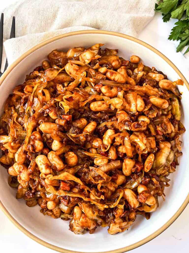 Braised Italian Cabbage with Bacon (Verza Stufata) - Meghan It Up