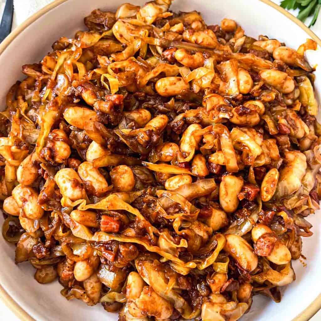 Braised Italian Cabbage with Bacon (Verza Stufata) - Meghan It Up