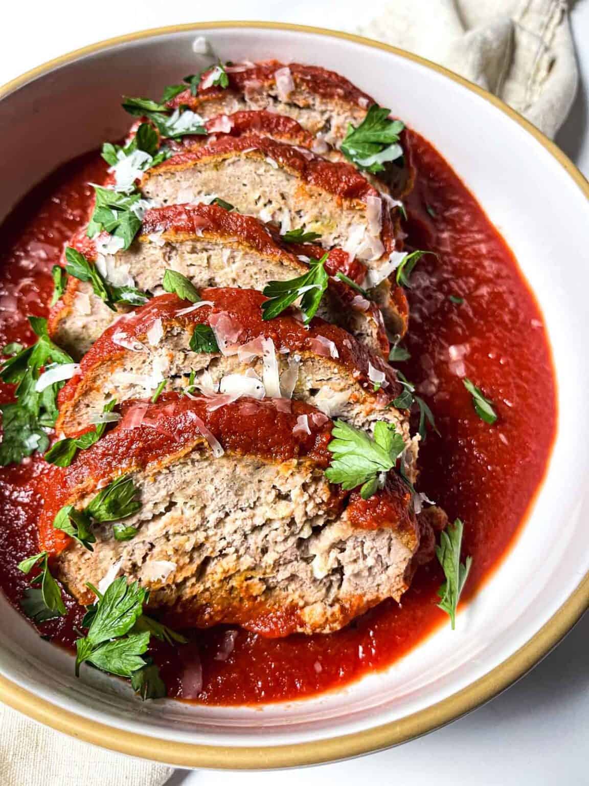 Easy Italian Turkey Meatloaf Recipe with Tomato Sauce - Meghan It Up