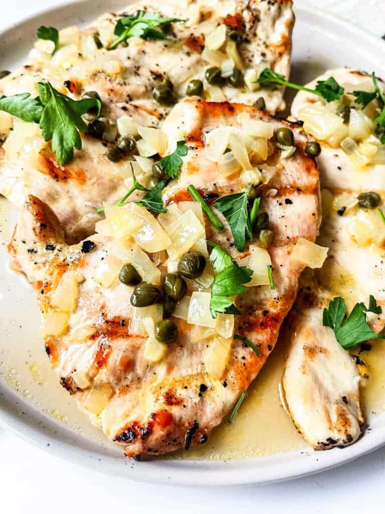 Grilled Chicken Piccata with Easy Lemon Sauce - Meghan It Up